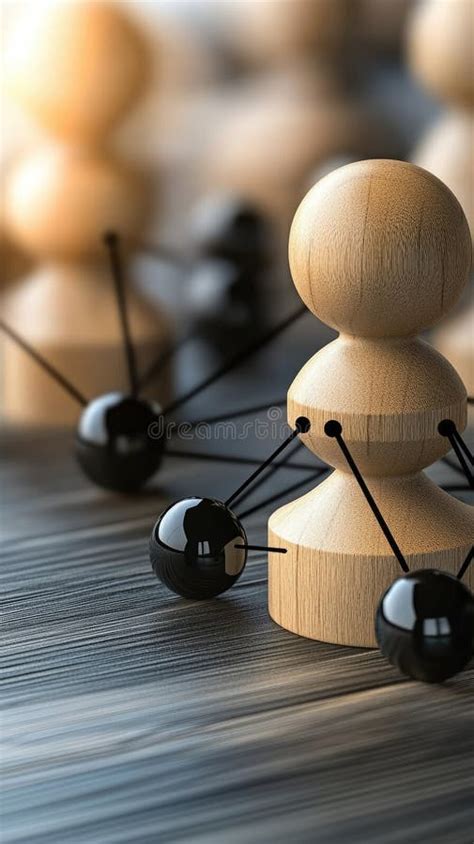Networking Business Concept Wooden Figures Connected Blue Background