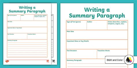 Summarizing Info Text Graphic Organizer For 6th 8th Grade