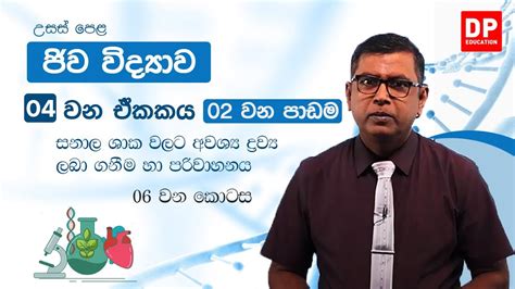04 වන ඒකකය 02 වන පාඩම සනාල ශාක වලට අවශ්‍ය ද්‍රව්‍ය ලබා ගනීම හා පරිවාහනය 06 වන කොටස ජිව විද්