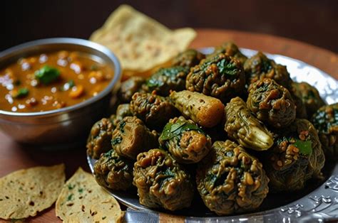 Premium Photo Zunka Bhakar Or Pithla Or Pithla Bhakar