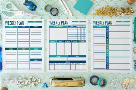 5 Free Printable Weekly Planner Templates