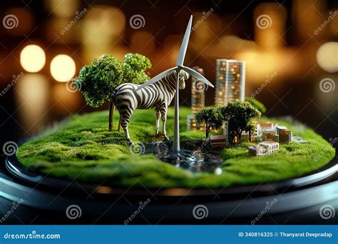 Wind Energy Small Wind Turbines Urban Rooftops And Energy Efficiency Depicted In A Cityscape