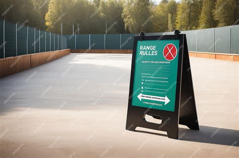 Premium Photo Archery Range Safety Rules Signage Mockup With Blank