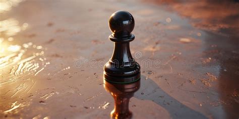 A Dark Glossy Chess Pawn Sits On A Warm Reflective Surface Stock Image Image Of Glossy Dark