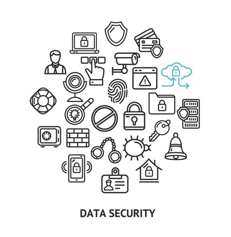 Data Security Sign Round Design Template Thin Line Icon Banner Vector 17338487 Vector Art At