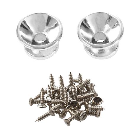 2 X 전기 어쿠스틱 기타베이스 스트랩 버튼 나사 잠금 핀 페그 패드 실버 And 30pcs 피크 가드 나사 기타 구성품