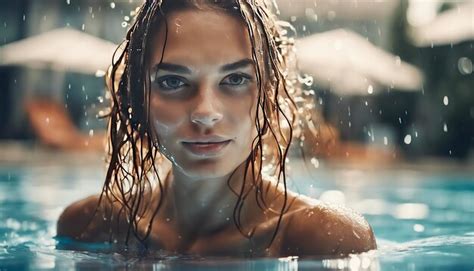 Portrait Of A Pretty Girl In The Pool Wet Portrait Wet Gir In The Pool