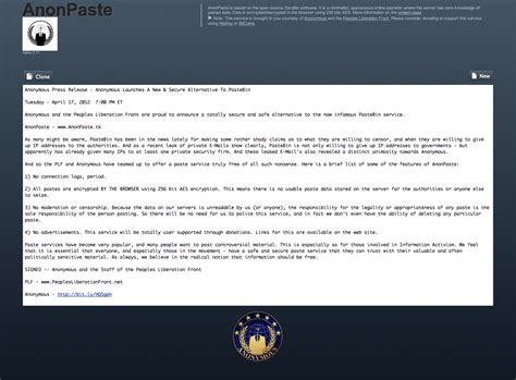 Anonpaste Anonymous Setzt Auf Verschlüsselte Pastebin Alternative Golemde