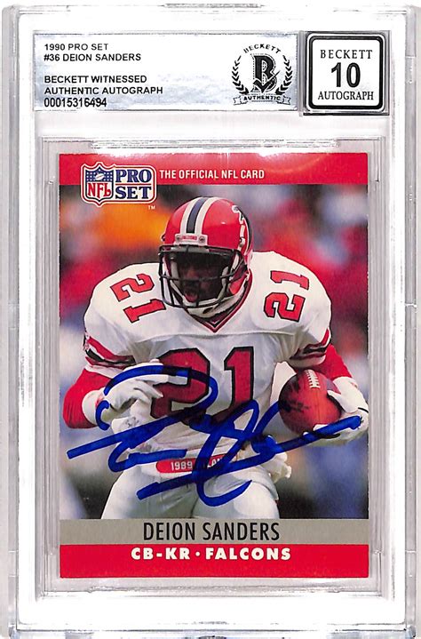 Deion Sanders Signed 1990 Pro Set 36 Card Grade 10 Auto Beckett
