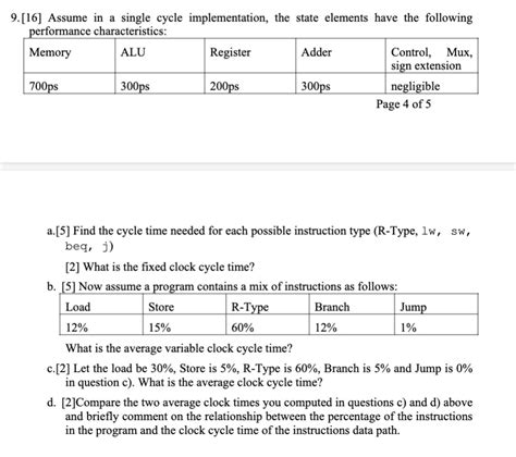 solved 9 assume in a single cycle implementation the state