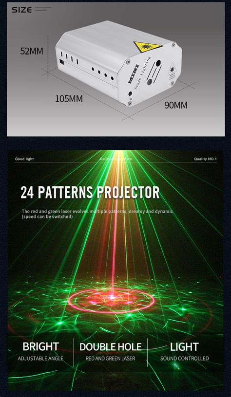 Mini Aluminium Alloy Rg Laser Light 24 In 1 Remote Control Laser Light Led Stage Lighting