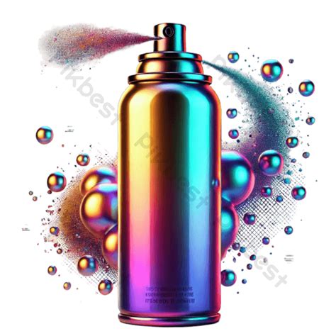 Spray Can With Rainbow Gradient Design And Explosive Colorful Particle