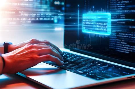 typing digital coding on the laptop stock illustration illustration