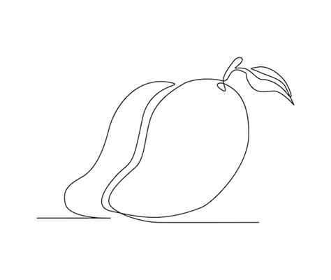 Premium Vector Continuous One Line Drawing Of Mango Fruit With Leaf