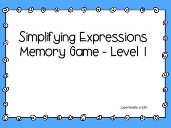 Simplifying Expressions Matching Game Level By Experiments In EBD