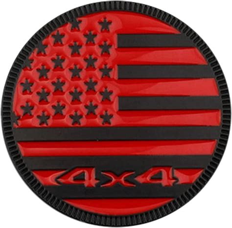 Aizhiweng 4x4 Emblem Black Red Round American Flag Badge