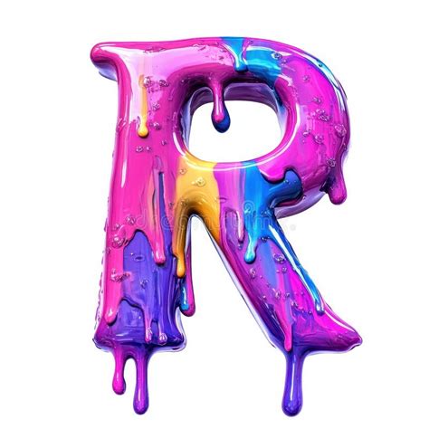 A Colorful, Dripping Letter R in Vibrant Hues of Pink, Blue, and Yellow Stock Illustration ...