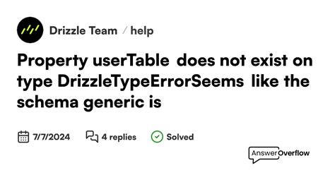 Property Usertable Does Not Exist On Type Drizzletypeerror Drizzle Team