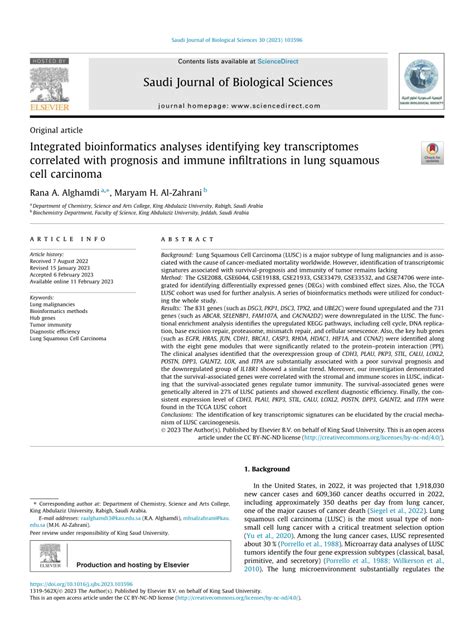 pdf integrated bioinformatics analyses identifying key transcriptomes