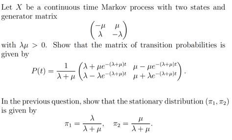 solved let x be a continuous time markov process with two