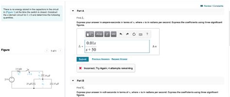 solved a review constants part a there is no energy stored