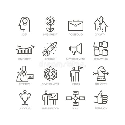 Vector Line Icons Set Of Startup Stock Vector Illustration Of Graph