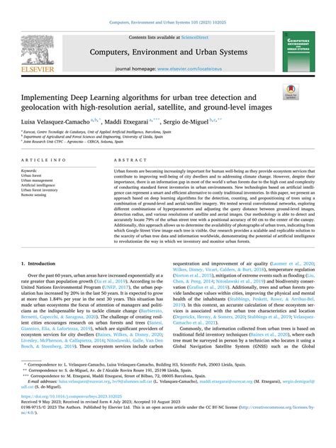 Pdf Implementing Deep Learning Algorithms For Urban Tree Detection And Geolocation With High