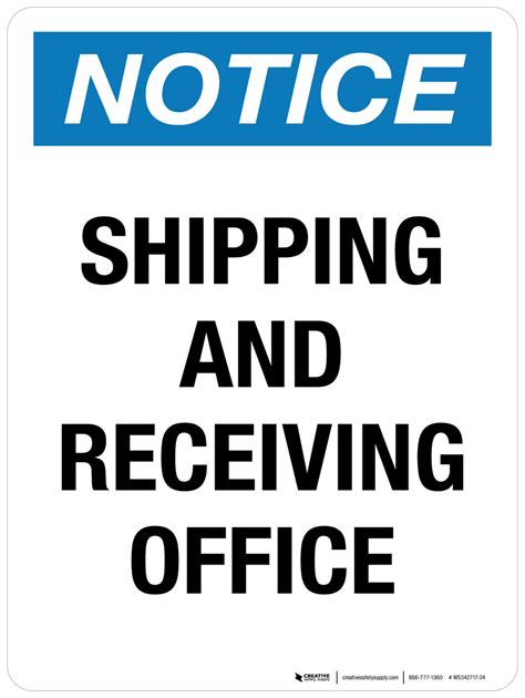 Notice Shipping And Receiving Office Portrait Wall Sign