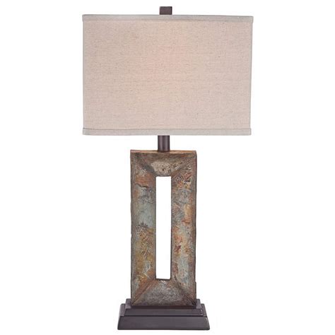 Faux Slate Rectangular Rustic Table Lamps Set Of 2 40a90 Lamps Plus