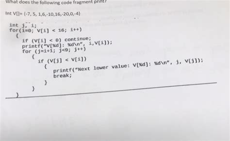 Solved What does the following code fragment print Int V[]= | Chegg.com