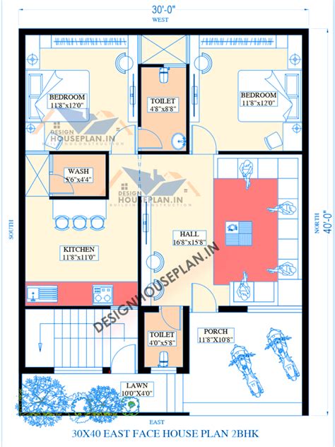 30 40 House Plan East Facing With Vastu 2bhk 3bhk With Car Parking