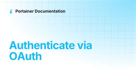 authenticate via oauth portainer documentation