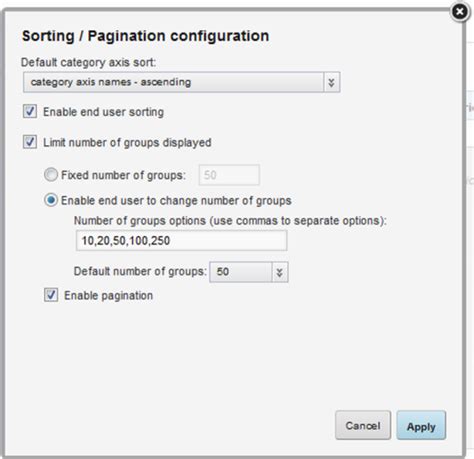 Configuring The Chart Sorting And Pagination