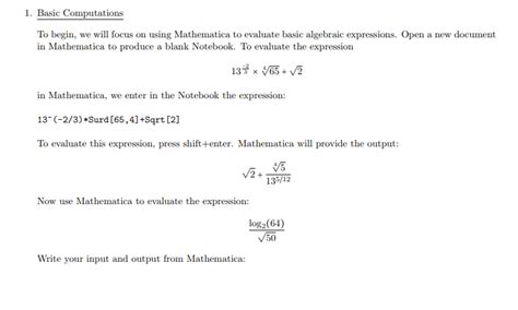 Solved 1 Basic Computations To Begin We Will Focus On