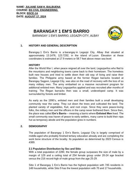 Ems Barrio Barangay Profiling Pdf