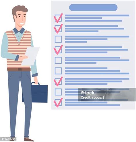 월 스케줄링 할 일 목록 시간 관리 사업가는 체크리스트 및 계획 근처에 서 있습니다 개념에 대한 스톡 벡터 아트 및 기타 이미지 개념 경영자 계획 Istock