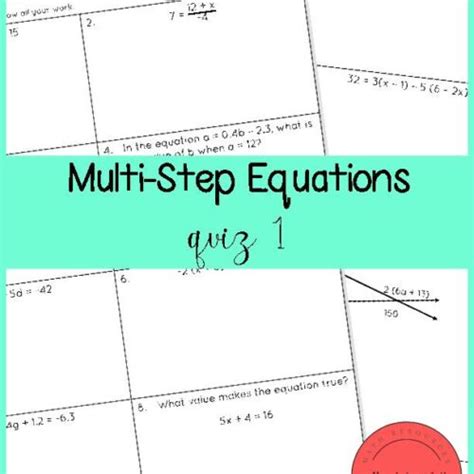 Multi Step Equations Quiz 1 Classful
