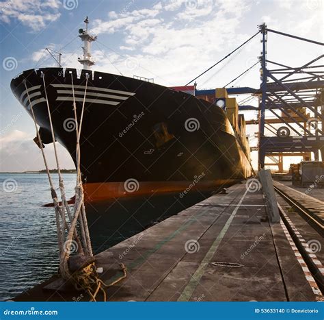 Loading Containers On A Sea Cargo Ship Barcelona Stock Photography CartoonDealer Com