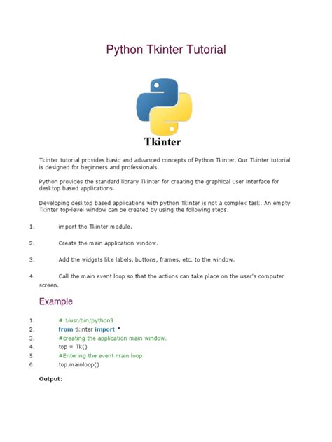 python tkinter tutorial pdf graphical user interfaces system software