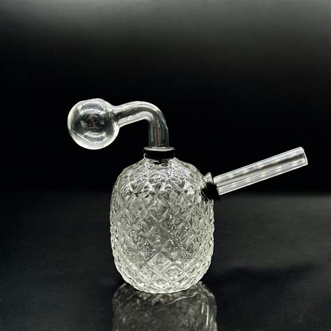4” Diamond Cut Glass Bubbler Oil Burner Pipe With Removable Parts