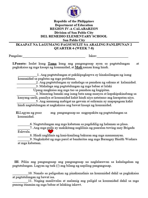 Week 7 8 4th Quarter Summative Test Ap Pdf