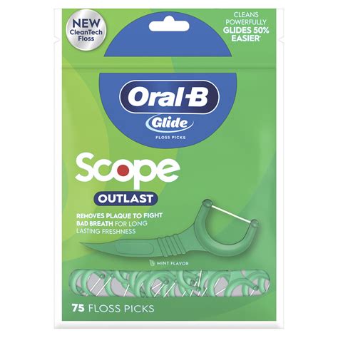 Oral B Glide Dental Floss Picks With Scope Outlast Flavor Shred