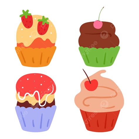 귀여운 만화 일러스트 컵케익 스티커 세트 벡터 만화 일러스트 세트 일러스트 스티커 일러스트 Png 일러스트 및 벡터 에 대한 무료 다운로드 Pngtree