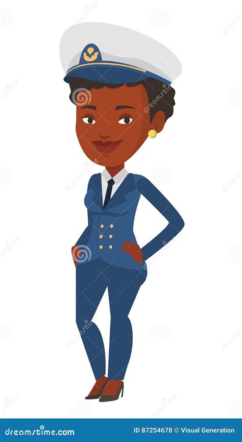 Smiling Ship Captain In Uniform At The Port Stock Vector