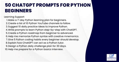 50 Python Chatgpt Prompts For Beginners Dev Community