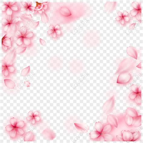 핑크 동적 조명 효과 벚꽃 일러스트 테두리분홍꽃들 Png 일러스트 무료 다운로드 Lovepik