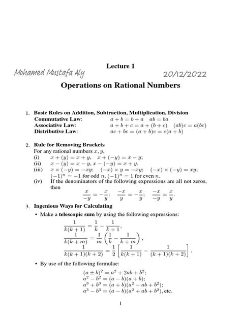 1.operations On Rational Numbers | PDF | Discrete Mathematics | Number Theory
