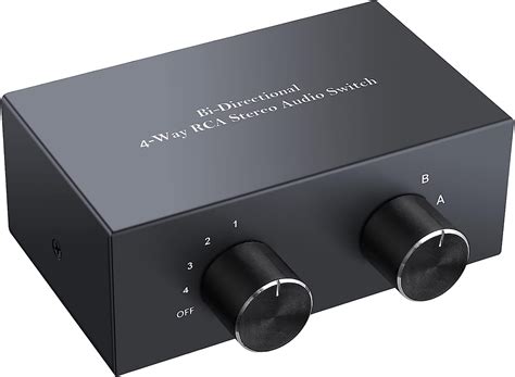 PROZOR RCA Stereo Audio Switch 4 Way Bi Directional L R Sound Channel Audio Switch Splitter RCA