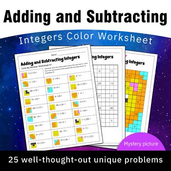 Adding And Subtracting Integers Color Worksheet By Homeschool Station