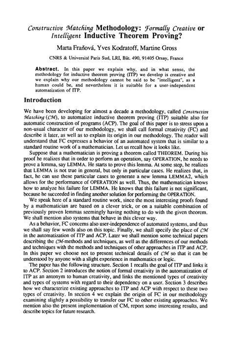 Pdf Constructive Matching Methodology Formally Creative Or Intelligent Inductive Theorem Proving